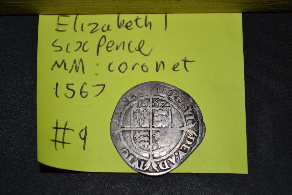 Great Britain - Hammered Silver Sixpence 1567 - Elizabeth I MM: Coronet ...