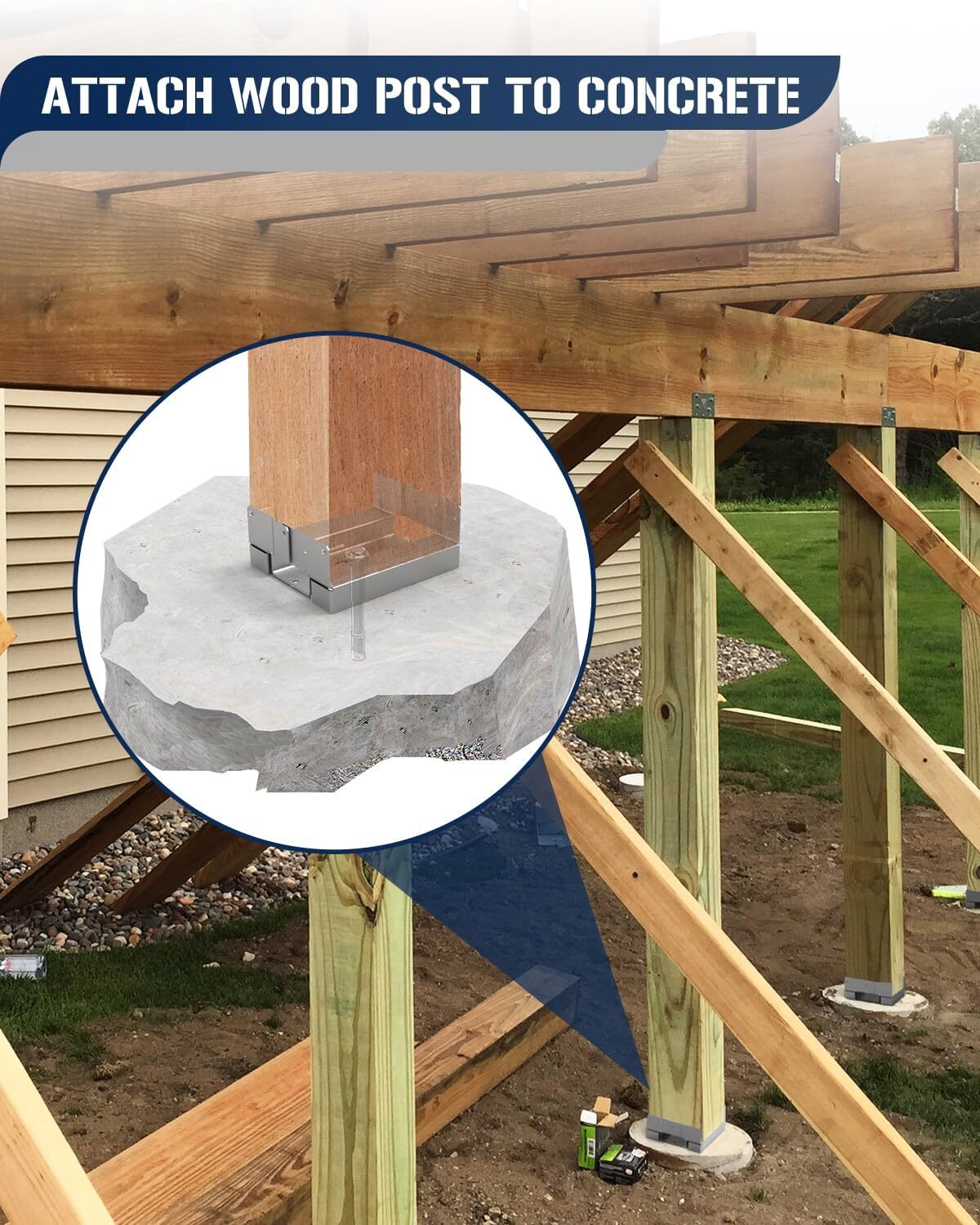 6Pcs 6x6 Concrete Deck Post Anchor Base Adjustable Metal Post Bracket ...