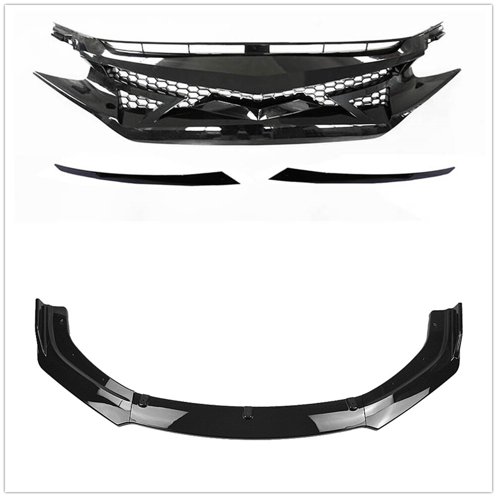 For Honda Civic 10th Gen 16-18 4pcs Front Mesh Hood Grill & Front Lip ...