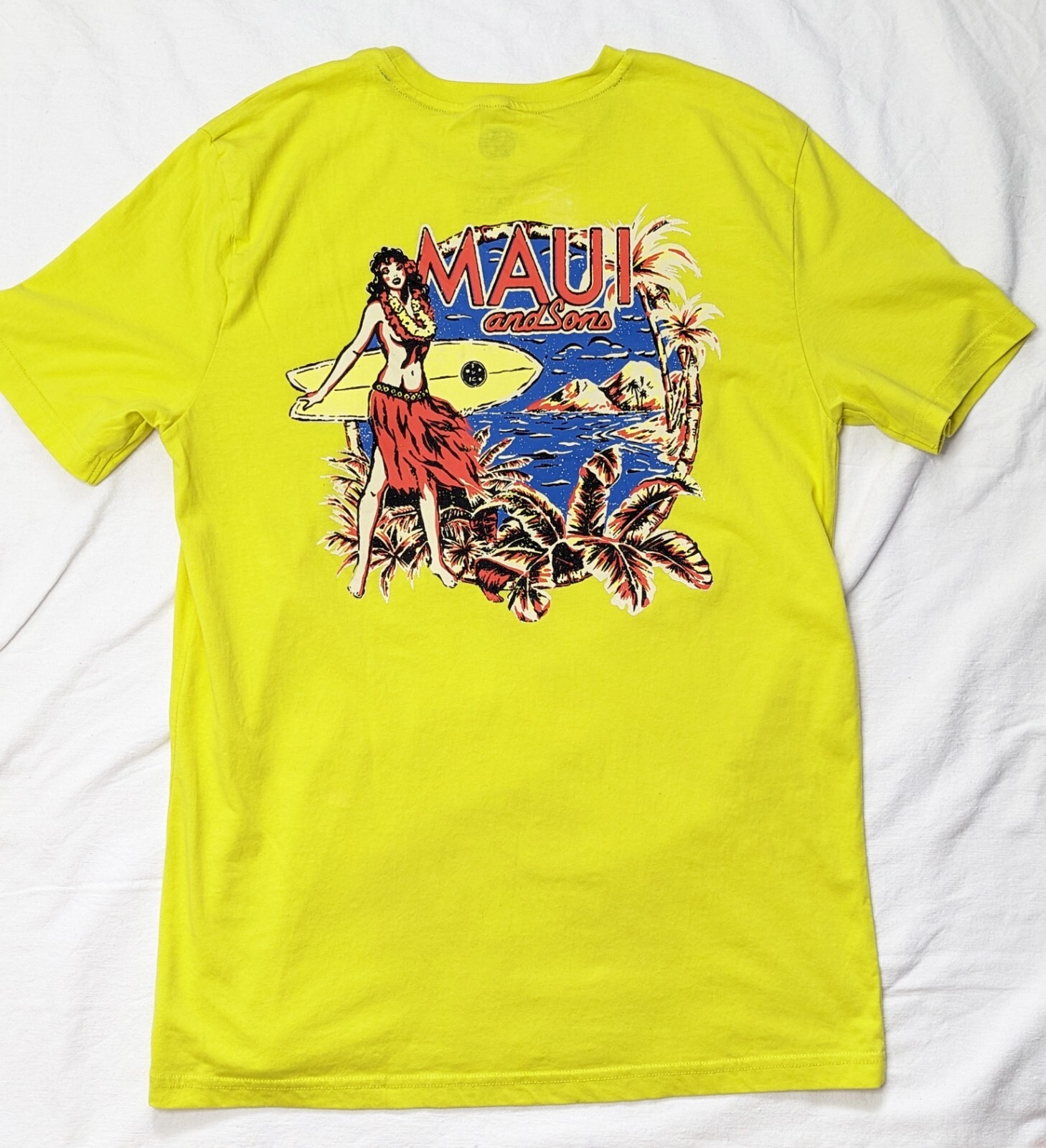 Maui and Sons NEON Front Back Vintage Design Hula Sur… - Gem