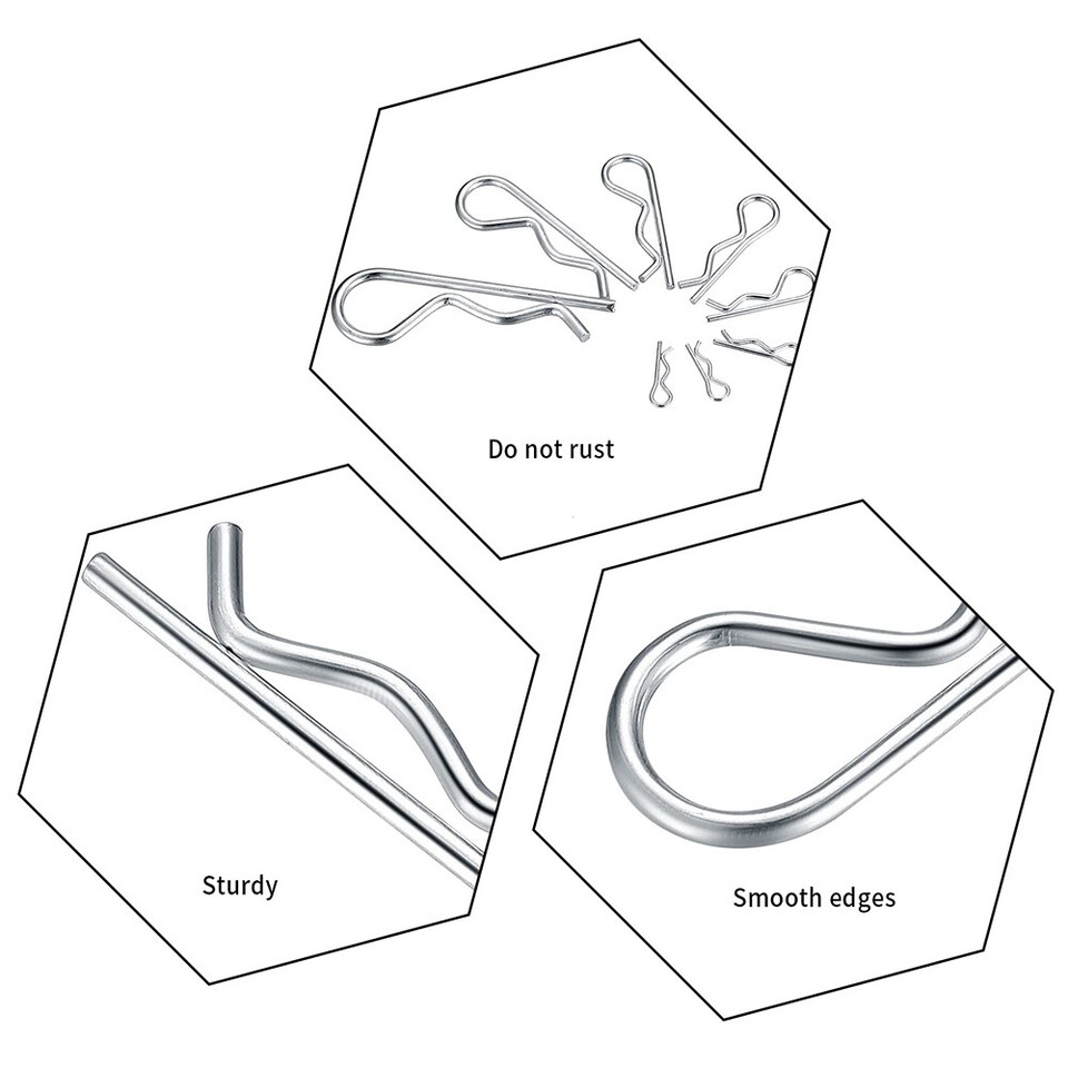 100pcs R Clips for Securing Clevis Pins Bright Zinc Plated Retaining ...