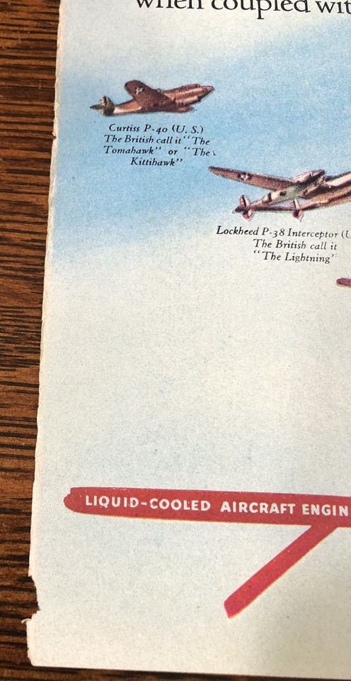 1942 Allison Liquid-Cooled Aircraft Engines - Div of GM - Vintage Print ...