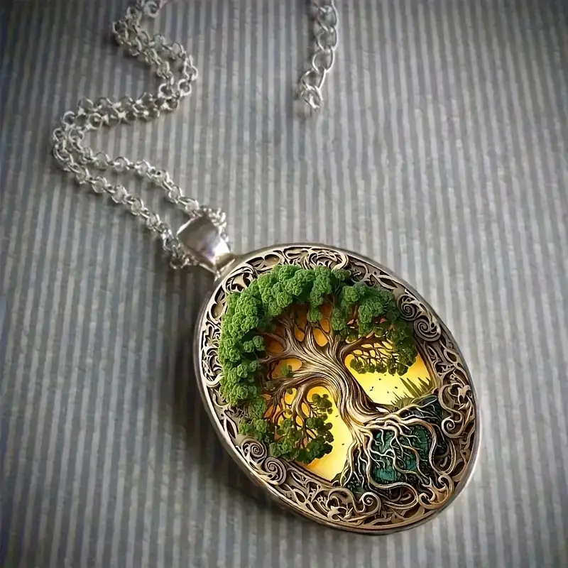 Tree Of Life Oval Jewelry Vintage Silvery Gothic Strength Pendant ...