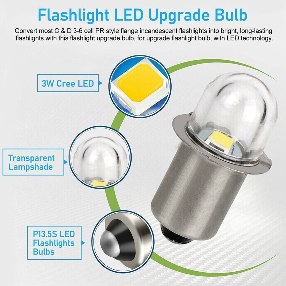 6X 18V P13.5S White LED Flashlight Bulbs for For RYOBI ONE+ XPR18 P700 ...