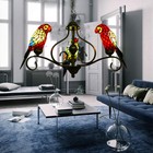 Living Room Ceiling Fixture Chandelier Parrot Tiffany Stained Glass ...