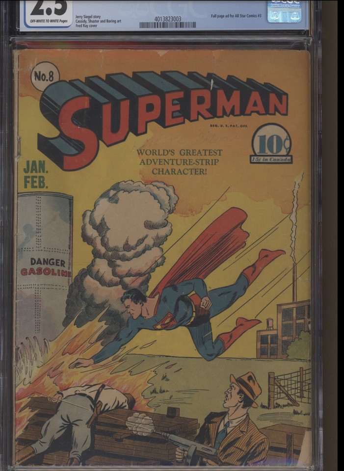 1941 DC SUPERMAN #8 CGC 2.5 Off-White to White Pages | eBay