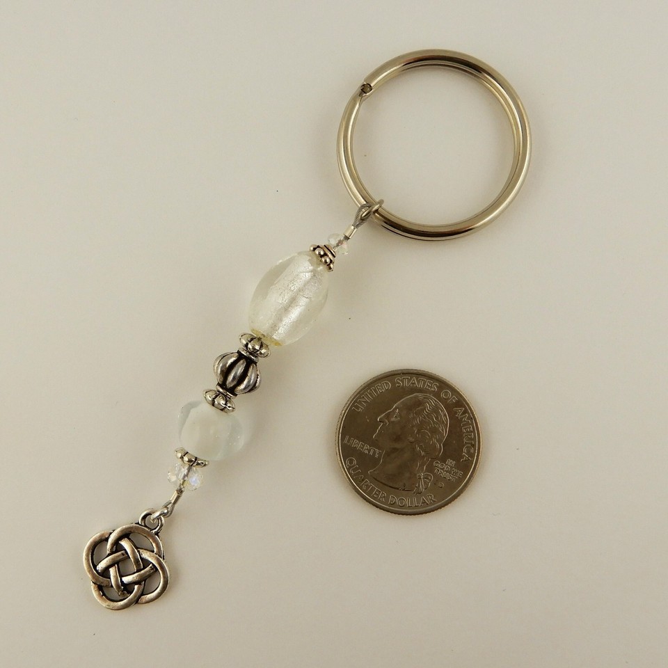 Artisan Irish Celtic Knot Keychain, Glass & Crystal beaded your choice of color | eBay