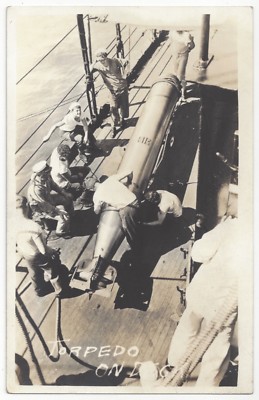1917 WWI Torpedo on Battleship - REAL PHOTO Military, Sailors, Vintage ...