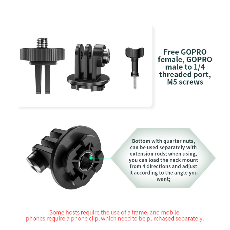 Neck Mount for Insta360 X5/Pocket 3/DJI Action 5 Pro Holder w/Body ...