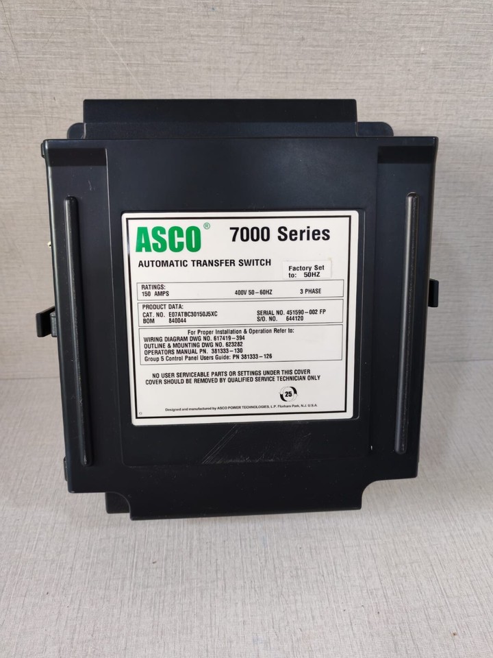 Asco 7000 Series E07ATBC30150J5XC Automatic Transfer Switch, NO ...