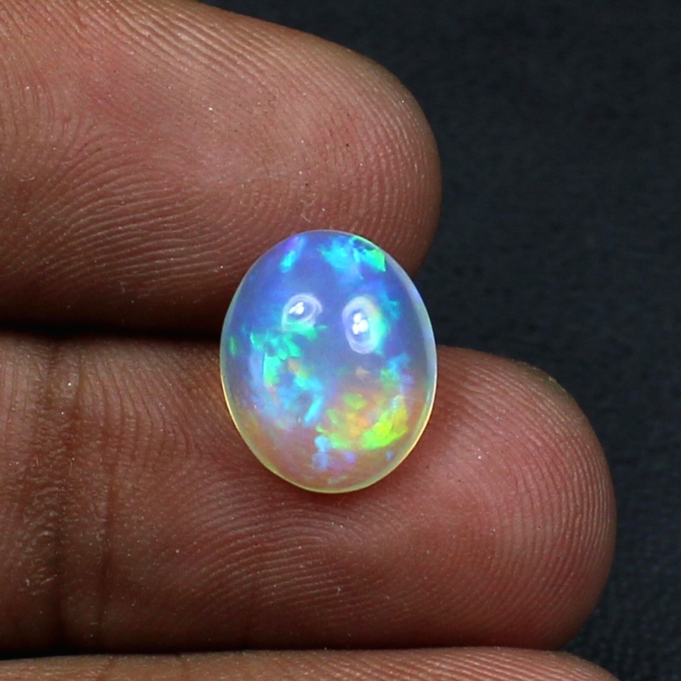 White Opal Gemstone Opal Cabochon Oval Shape Welo Fire Handmade Opal ...
