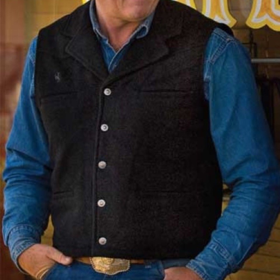 Wyoming Traders Mens Buckaroo Wool Button Up Ranch Wear Cowboy Vest | eBay