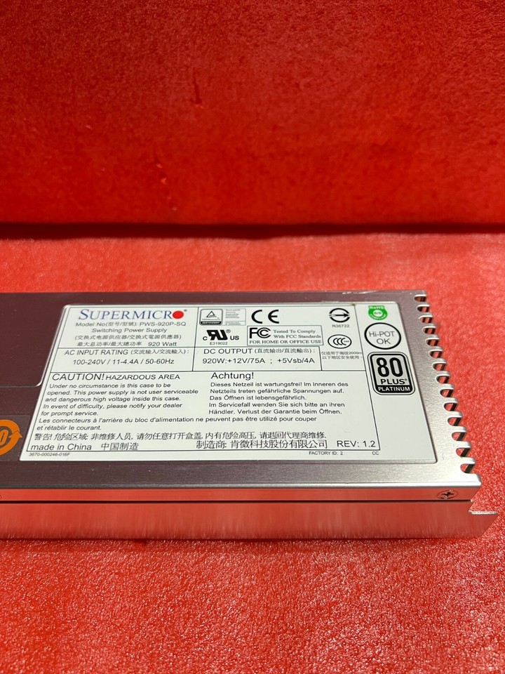 SUPERMICRO PWS-920P-SQ 920W 80 PLUS PLATINUM PS POWER SUPPLY | eBay