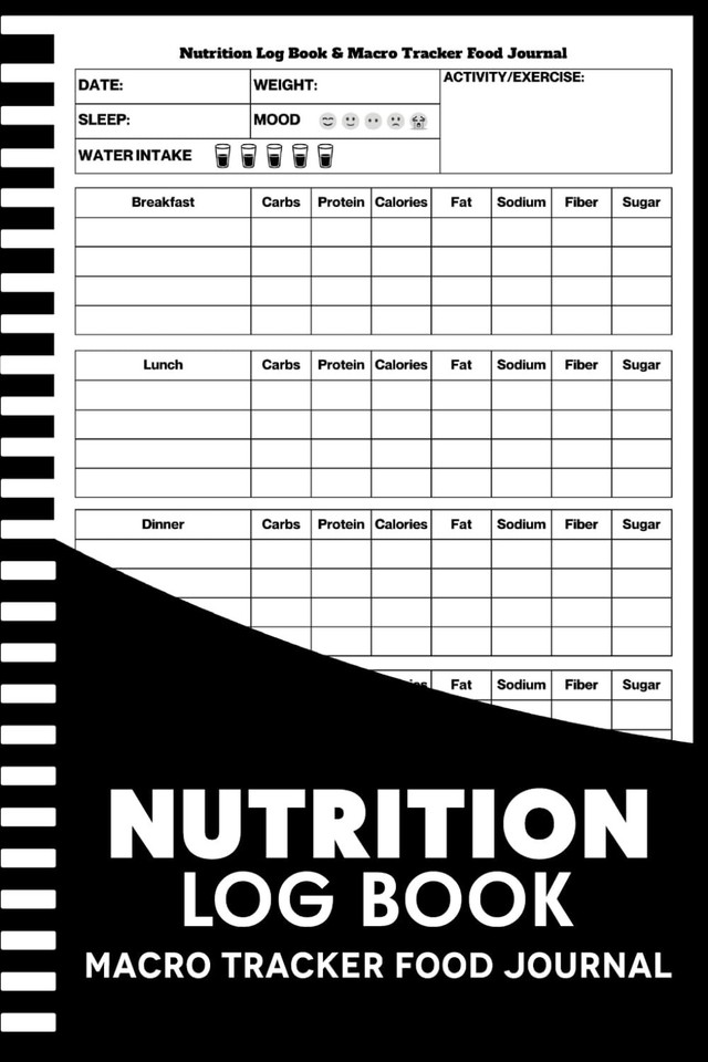 Nutrition Log Book Macro Tracker Food Journal Daily Food Intake Log ...