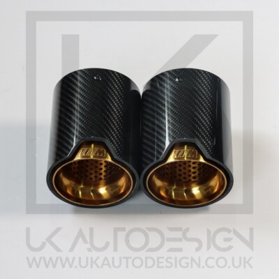 2 x BMW M5/M8 M Performance Gold Carbon Fibre Exhaust Tips (F90/F91/F92 ...