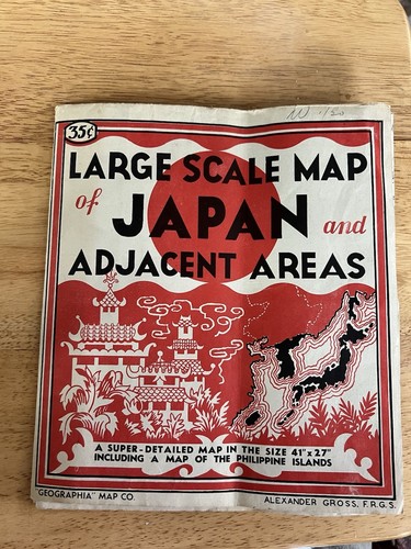 GEOGRAPHIA MAP CO. ALEXANDER GROSS Large scale map of Japan & Area WWII ...