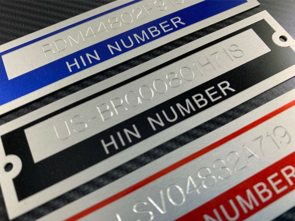 HIN Plate Tag Boat Serial Number ENGRAVED 3 Colors Available FREE ...