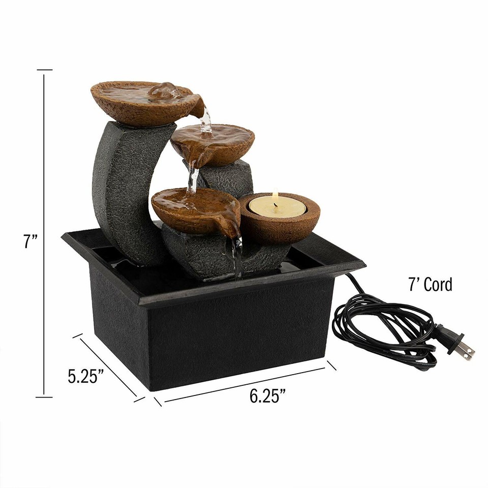 Office Desk Water Fountain Zen Waterfall Indoor Decor Plug In Electric ...