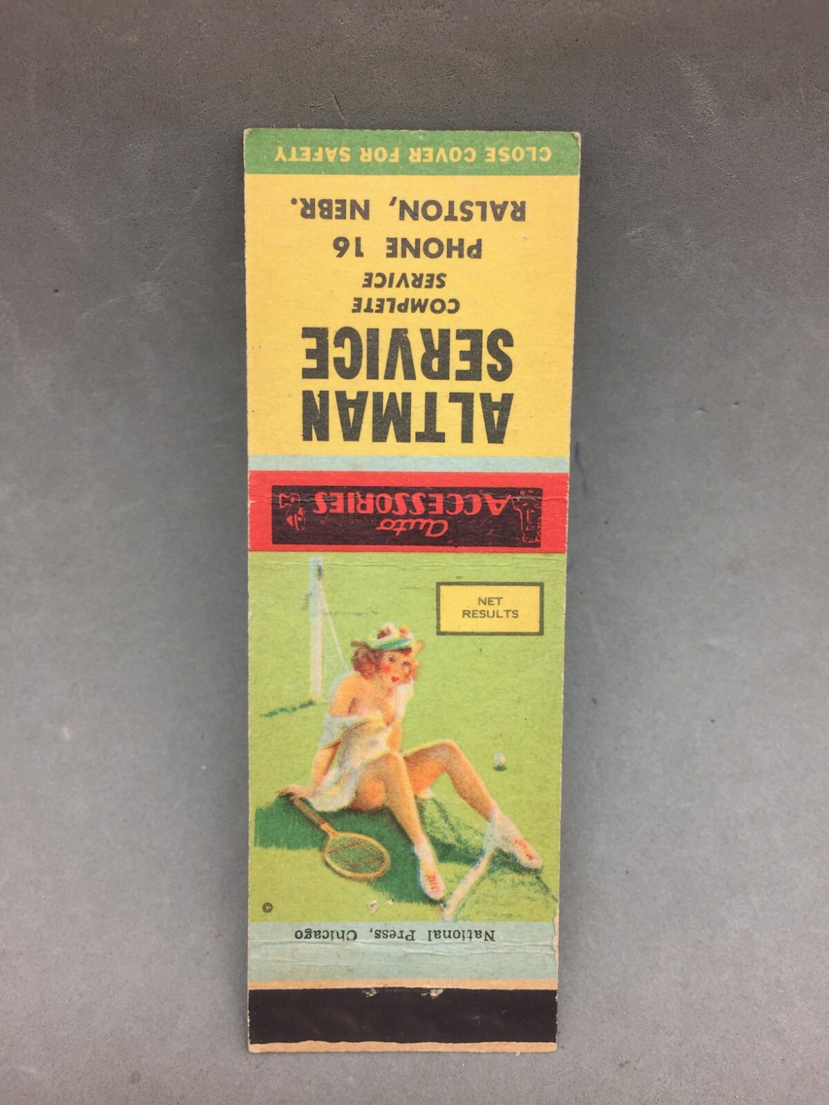 Matchbook Flat Cover Vintage Pinup Girl Altman Service Ralston NE D-X ...