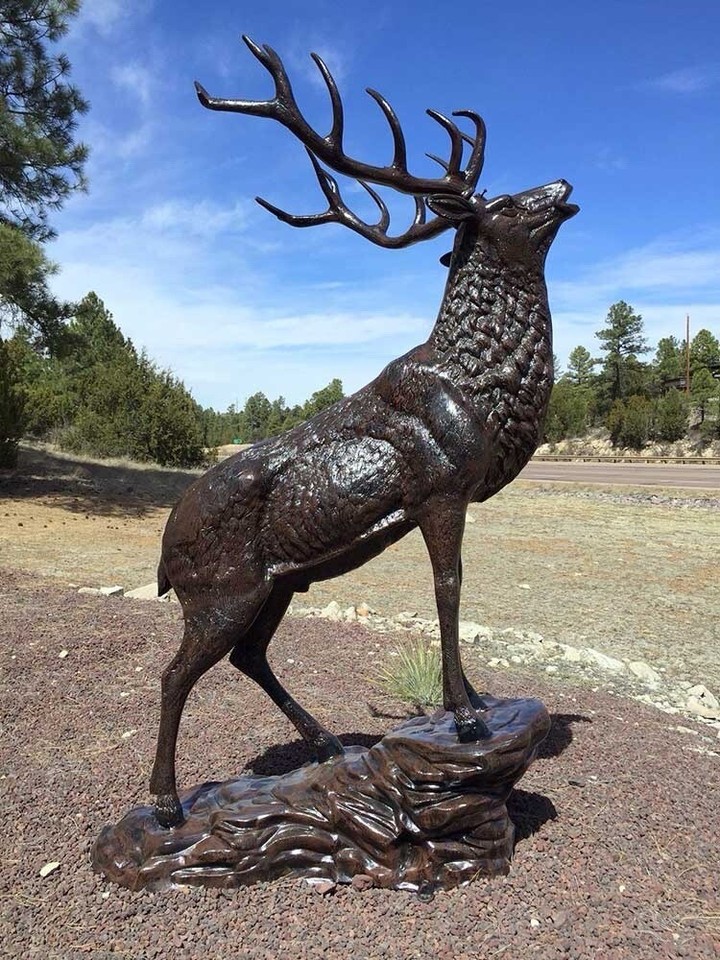 Elk on the rock Aluminum Statue/Sculpture for Outdoor Decor(Forward ...