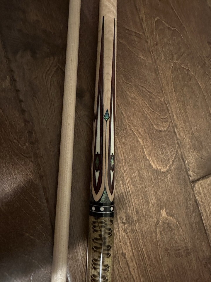 Custom Pool Cue w/ Pearl Inlays Cobra Skin Wrap! | eBay