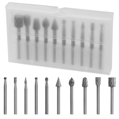 10Pcs Diamond Burr Bits Drill Set Rotary Multi Tool Accessories Kit For ...