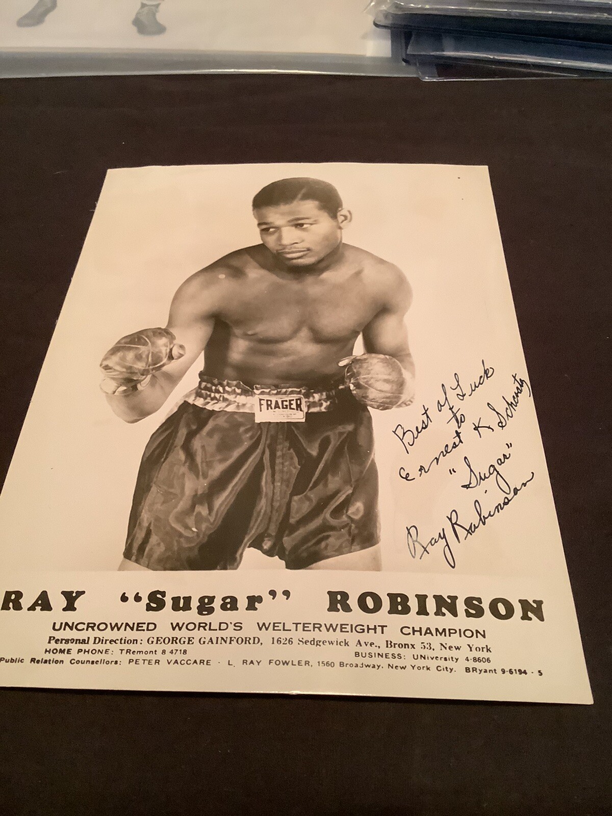 Sugar Ray Robinson Signed Original Photo ~ Absolutely The Best Ray ...