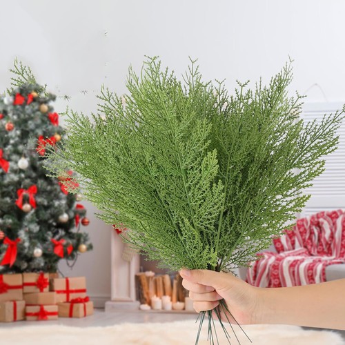 Up To 40 Christmas Artificial Pine Sprigs Faux Greenery Stems Pine ...