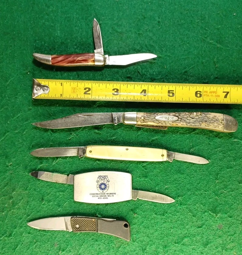 Vintage 5 Pocket Knives, Fairmount, Kabar, Gerber, Hammer Brand, And ...