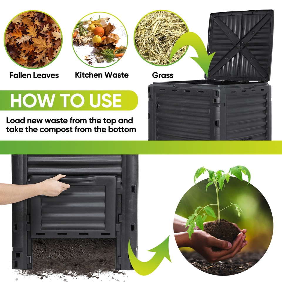 Compost Bin Kitchen Garden Waste Bin Composter Tumbler 18.5/37/43/80 ...