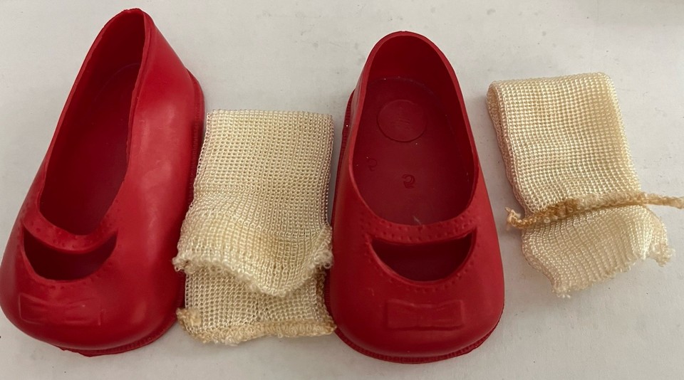 Vintage RED DOLL SHOES WITH SOCKS 8T Made USA Has Now Embossed | eBay