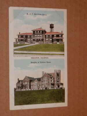 DECATUR ILLINOIS - 1915 ERA POSTCARD - KNIGHTS of PYTHIAS OLD FOLKS ...