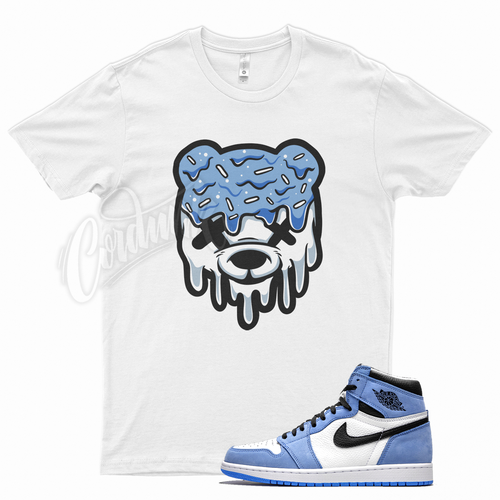 White DRIPPY T Shirt for J1 1 High OG White University Powder Blue UNC ...