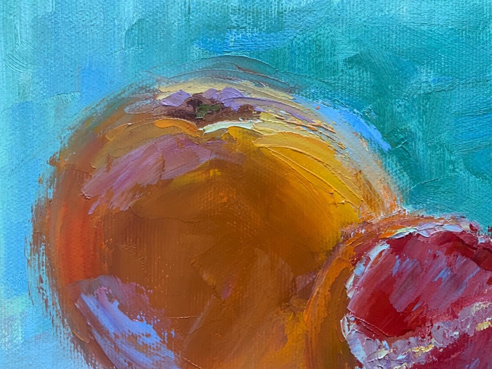 Grapefruit oil painting Citrus orange fruit Original art 8x8 Elena ...