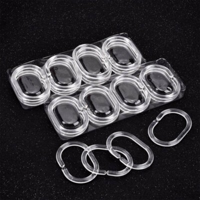12 Pcs Shower Curtain Rings Hook Bathroom Plastic Strong Pole Rail ...