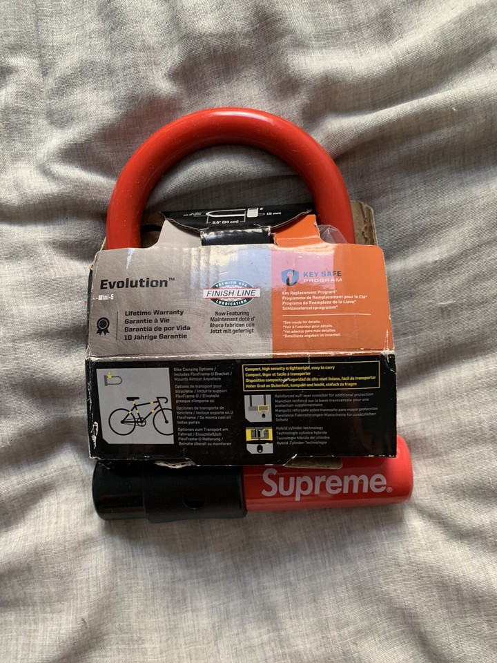 Supreme Kryptonite Evolution Mini-5 U-Lock Bicycle Lock Red Black Box Logo New | eBay
