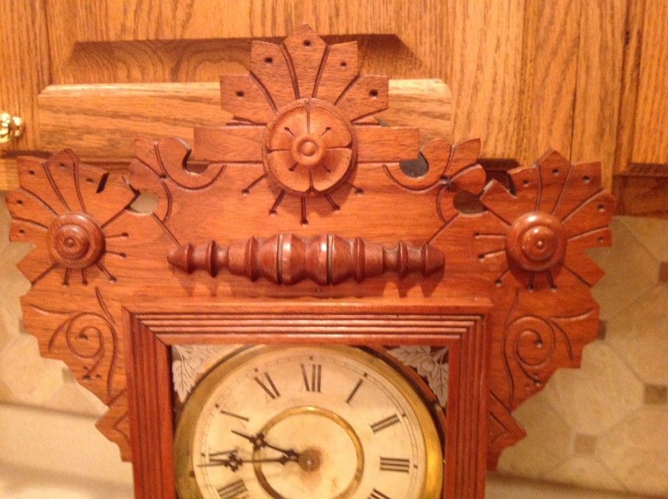 Antique Carp Mantle Clock Wm. L. Gilbert Clock Co USA Very Nice W/ Keys ...