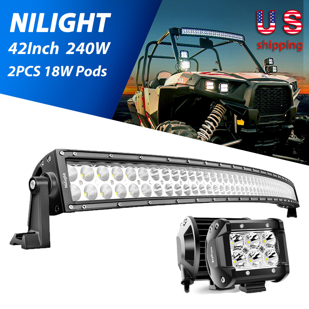 Nilight 42"Inch 240W LED Work Light Bar +2x 18W Pods Off-Road Fog ...