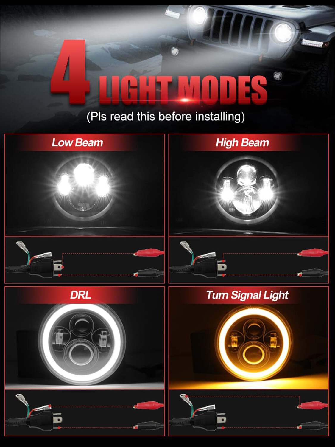 For Hummer H2 H3T 05-10 7" INCH Halo LED Headlight DRL&4" Fog Lights ...