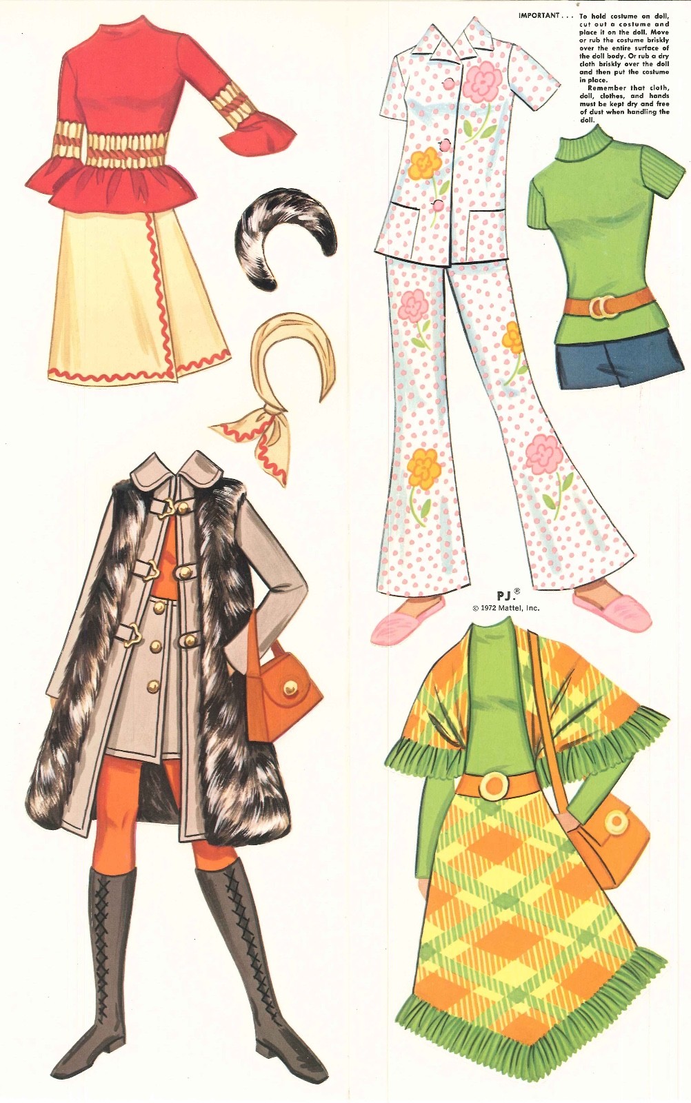 VINTAGE 1972 P.J. PJ MAGIC PAPER DOLL LASER REPRODUCTION~Orig SZE UNCuT ...