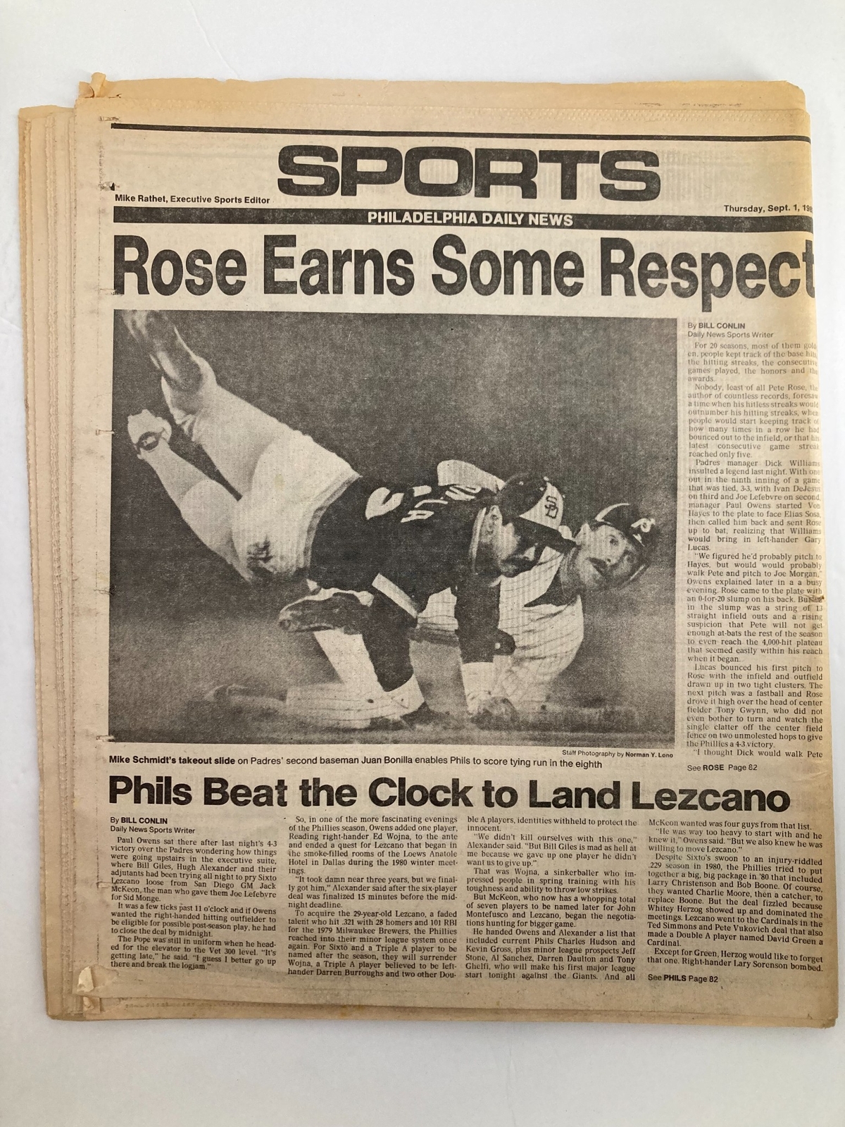 Philadelphia Daily News Tabloid September 1 1983 MLB Phillies Pete Rose ...