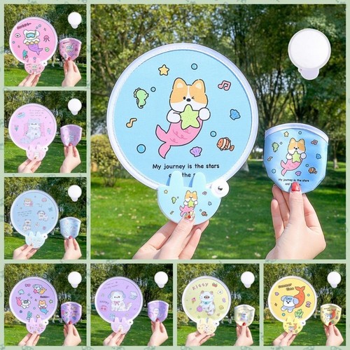 Round Folding Fans Cartoon Hand Fan Mini Circular Fan Flying Disk Fan ...