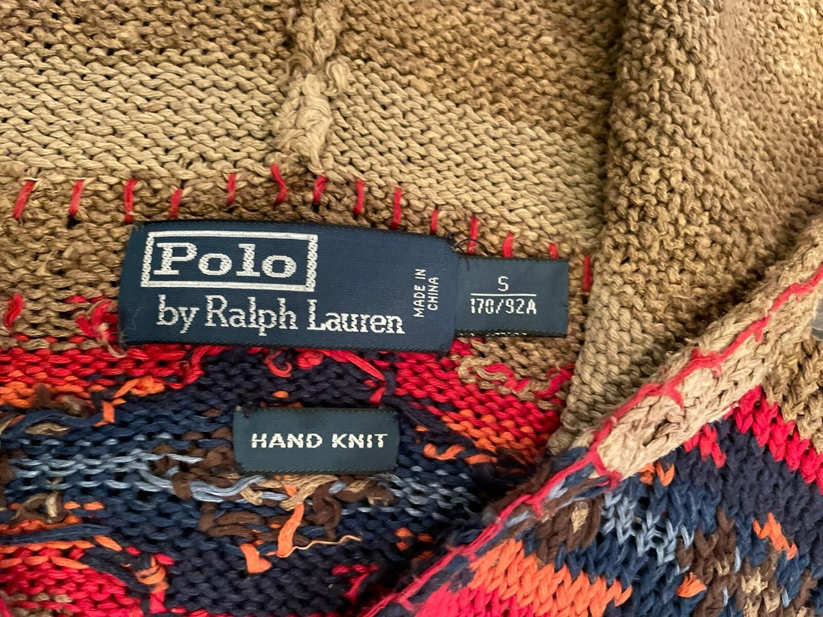 Ralph Lauren native hand knit hoodie Indian head sweater sz Ralph Lauren native hand knit hoodie Indian head sweater sz