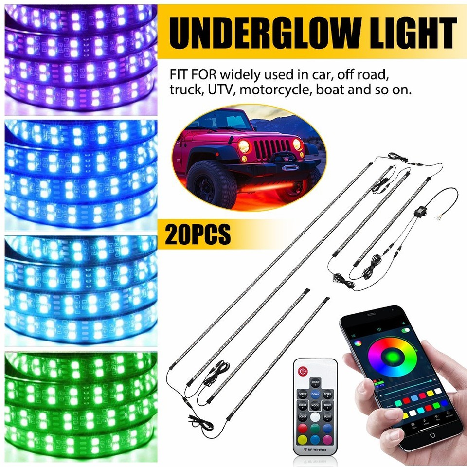 6PCS Widely Car Double Row LED Strip RGB Dream Lights Strip Neon ...