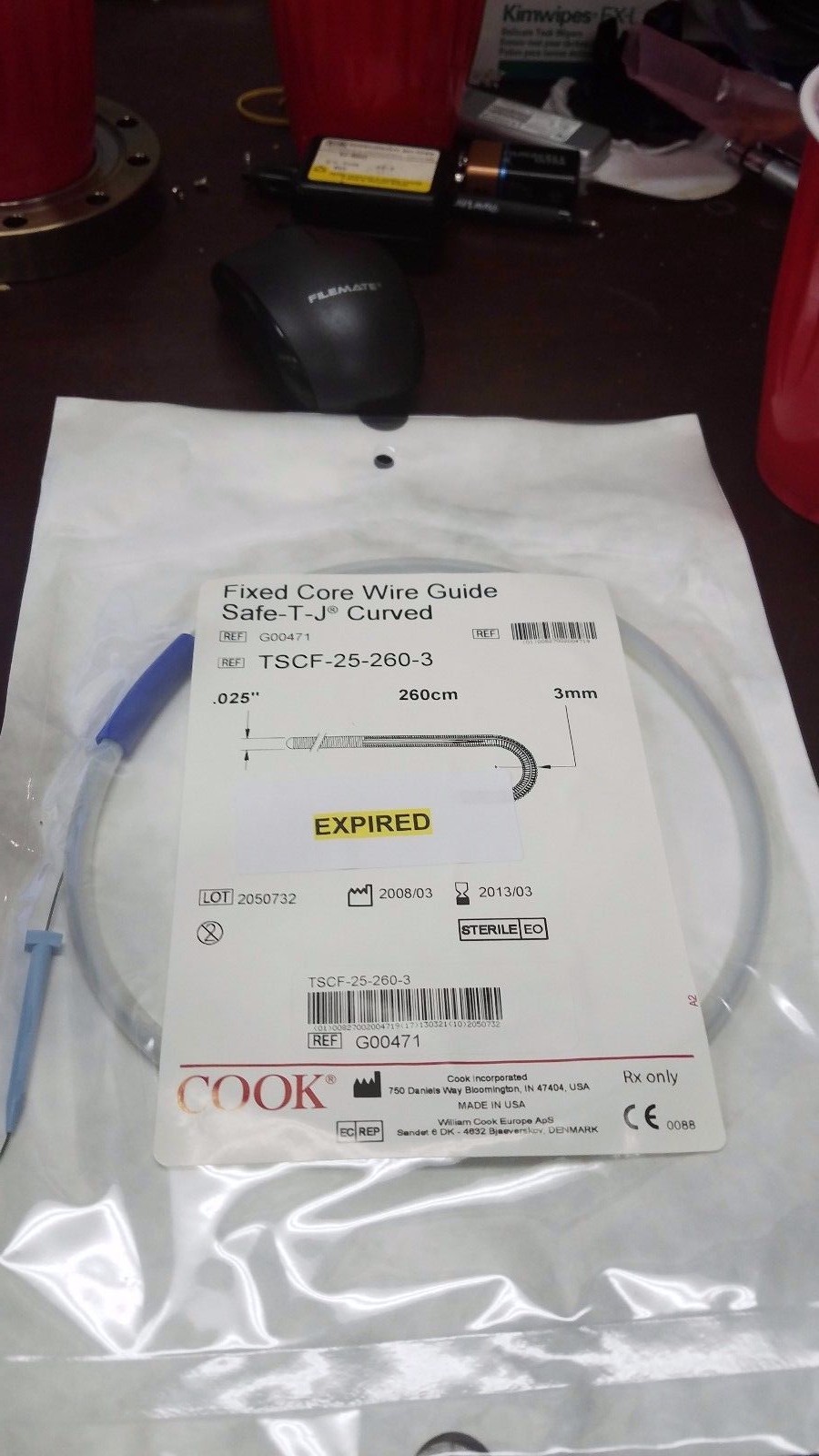 COOK TSCF-25-260-3 Fixed Core Wire Guide Safe-T-J Curved 260cm exp 2013 ...