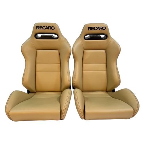 PAIR OF USED JDM RECARO SR3 TAN BUCKET SEATS RACING PORCHE HONDA AUTO ...