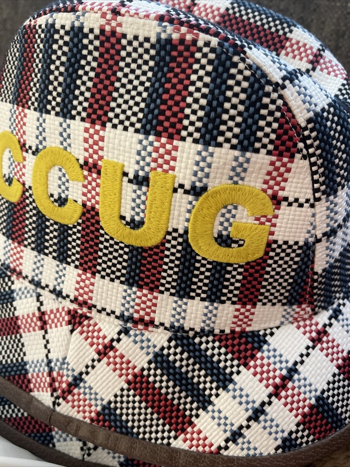 Auth.Gucci ICCUG check-print Bucket Mirror Image Iccug fedora Hat XL ...