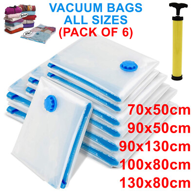 6 x STRONG VACUUM STORAGE SPACE SAVING BAGS VAC BAG SPACE SAVER VACCUM ...