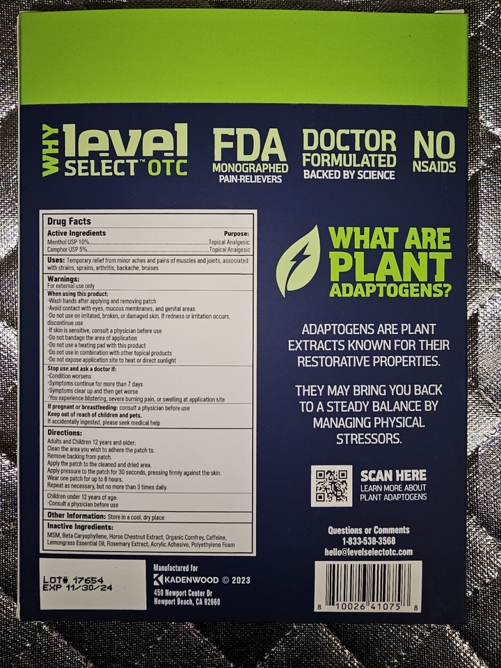 Level Select OTC Extra Strength Plant Base Pain Relief Patches EXP 11/ ...