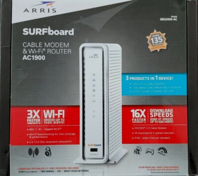 ARRIS SURFboard SBG6900AC Docsis 3.0 16x4 Cable Modem/ Wi-Fi AC1900 ...